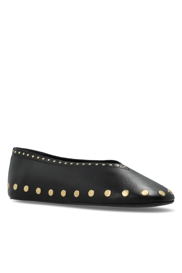 GANNI Studded Leather Ballet Flats - Black