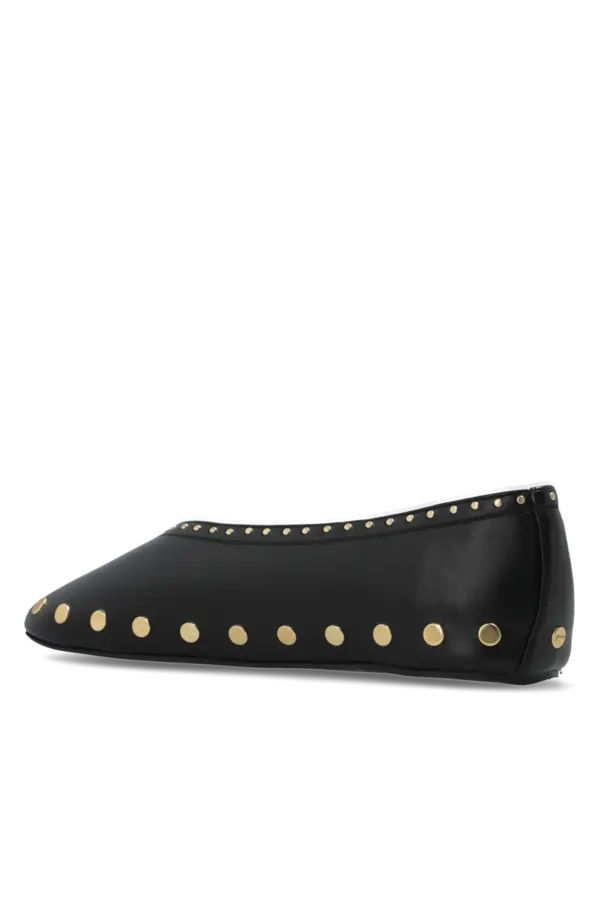 GANNI Studded Leather Ballet Flats - Black