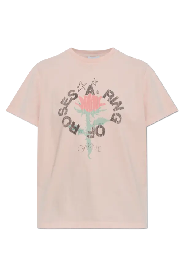 GANNI T-shirt With Print - Pink