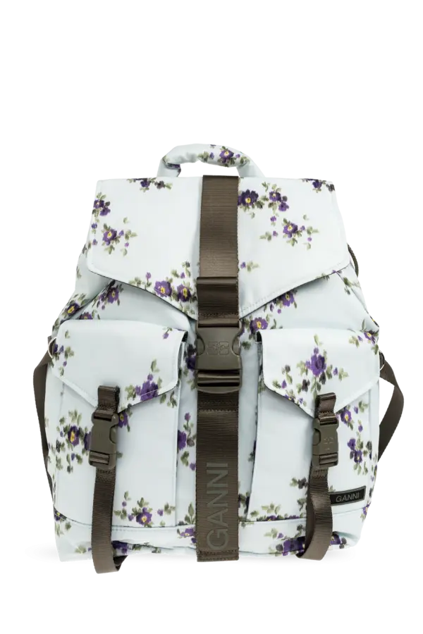 GANNI Floral Motif Backpack - Blue