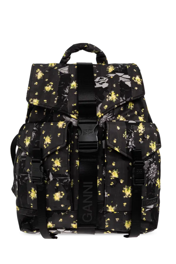 GANNI Floral Motif Backpack - Grey