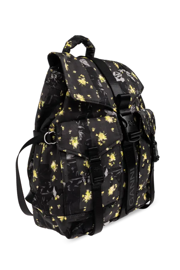 GANNI Floral Motif Backpack - Grey