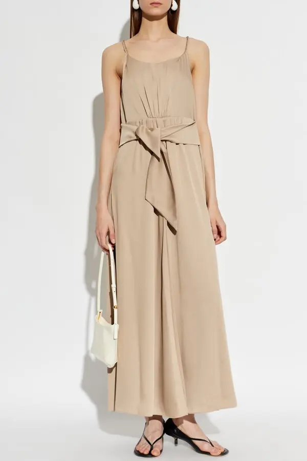 Emporio Armani Strappy Maxi Dress With Belt - Beige