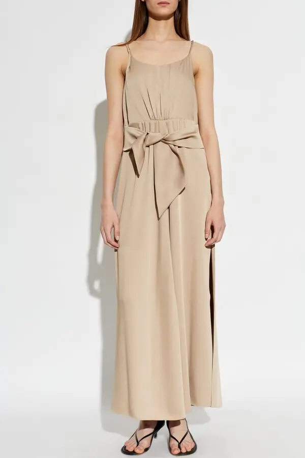 Emporio Armani Strappy Maxi Dress With Belt - Beige