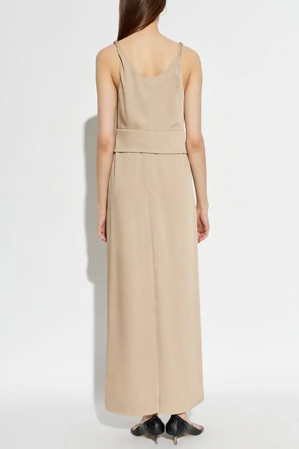 Emporio Armani Strappy Maxi Dress With Belt - Beige