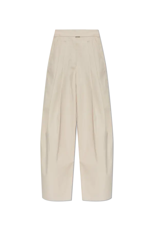 Emporio Armani Cotton Wide Leg Trousers - Beige