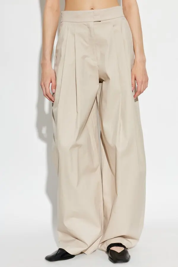 Emporio Armani Cotton Wide Leg Trousers - Beige