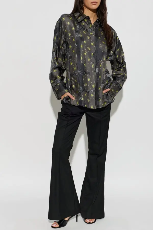 GANNI Silk Shirt With Waist Tie
