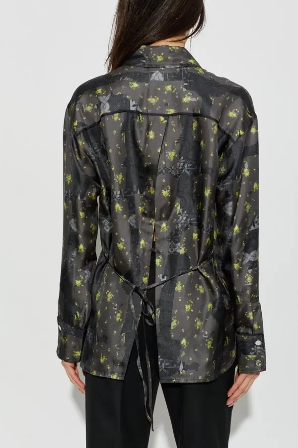 GANNI Silk Shirt With Waist Tie