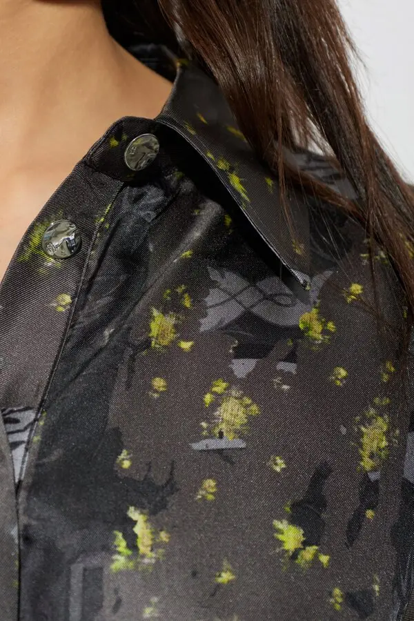 GANNI Silk Shirt With Waist Tie