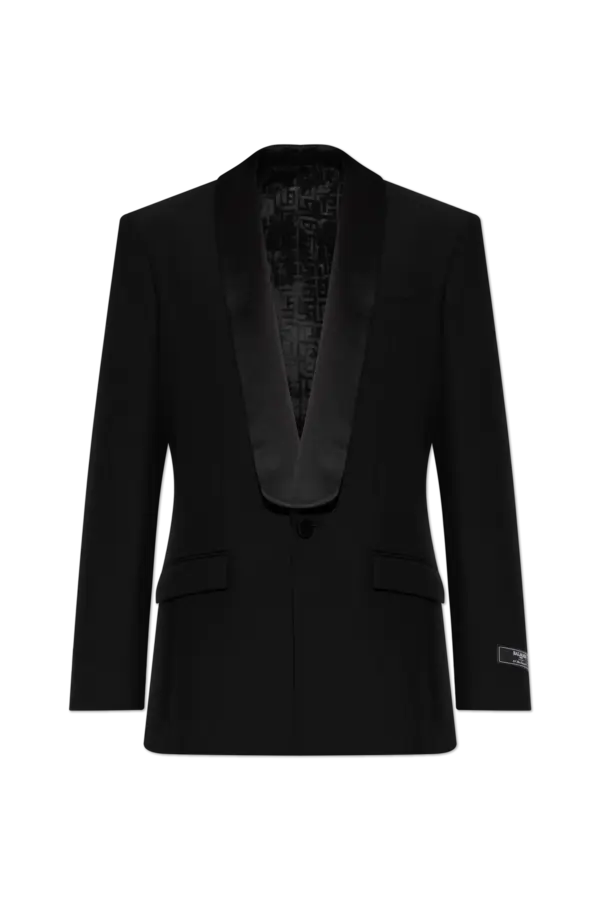 Balmain Wool Blazer With Single Vent - Black