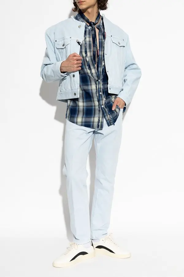 Dsquared2 Denim Trucker Jacket With Pockets - Light Blue