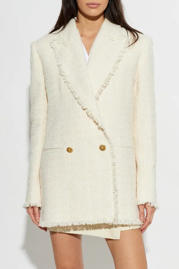 Balmain Tweed Blazer With Lurex Thread - Cream