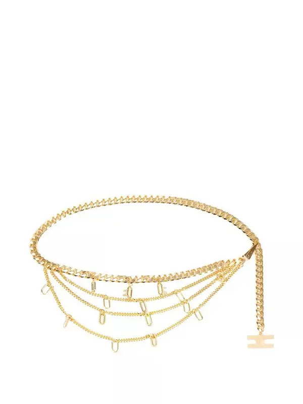 Elisabetta Franchi Charm-details Chain Belt - Gold