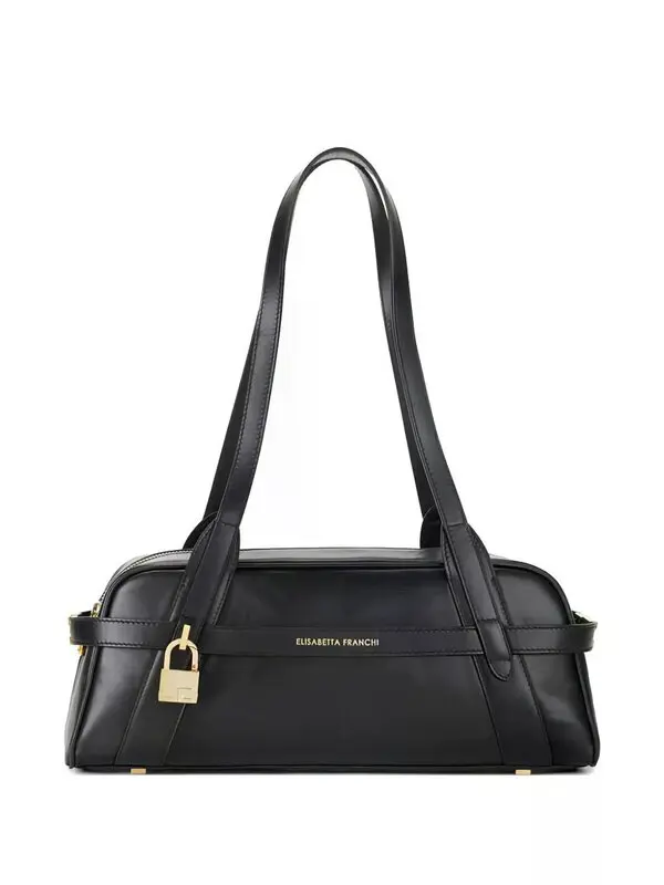 Elisabetta Franchi Leather Shoulder Bag With Metal Padlock