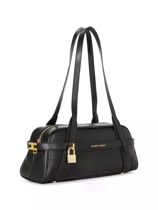 Elisabetta Franchi Leather Shoulder Bag With Metal Padlock