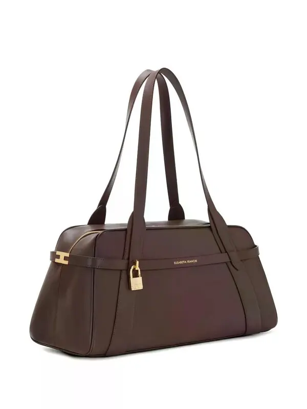 Elisabetta Franchi Padlock Leather Shoulder Bag - Brown
