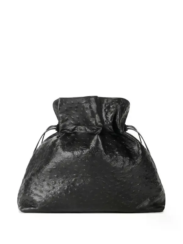 Elisabetta Franchi Ostrich-texture Leather Tote Bag - Black