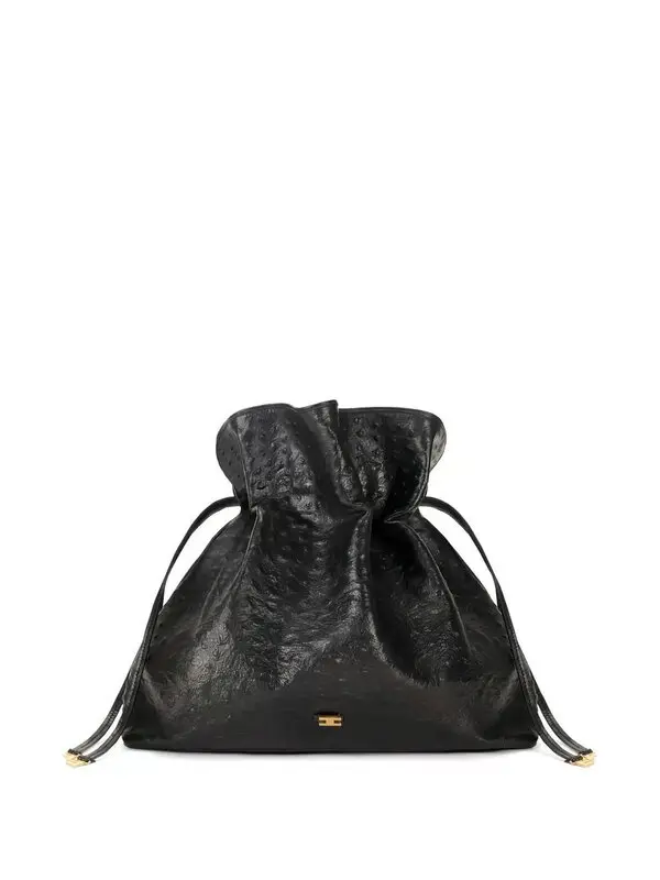 Elisabetta Franchi Leather Tote Bag With Ostrich Print