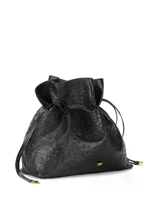 Elisabetta Franchi Leather Tote Bag With Ostrich Print