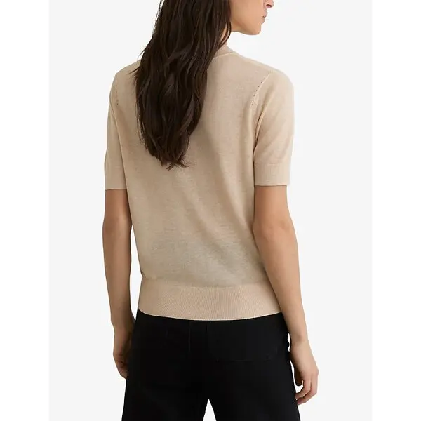 REISS V-neck Knitted Cardigan - Neutral