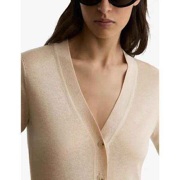 REISS V-neck Knitted Cardigan - Neutral
