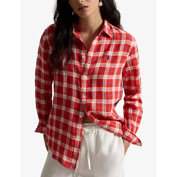 Polo Ralph Lauren Checked Logo-embroidered Linen Shirt