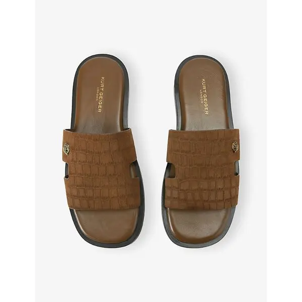Kurt Geiger Bond Flat Leather Slides - Tan