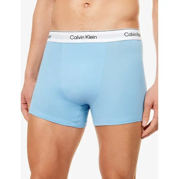 Calvin Klein Icon Logo-waistband Pack-of-three Stretch-cotton Trunks