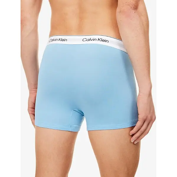 Calvin Klein Icon Logo-waistband Pack-of-three Stretch-cotton Trunks
