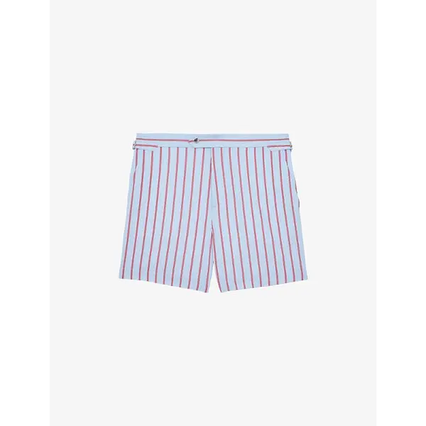 REISS Pinstripe Stretch-woven Swim Shorts - Soft Blue