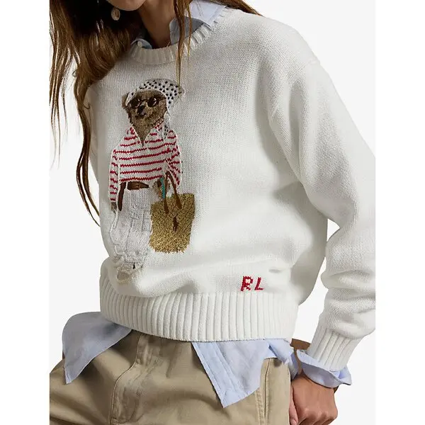 Polo Ralph Lauren Polo Bear Cotton Jumper - White Multi