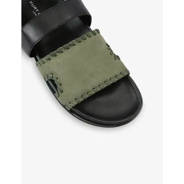 Kurt Geiger Baker Flat Leather Sandals - Blk/green