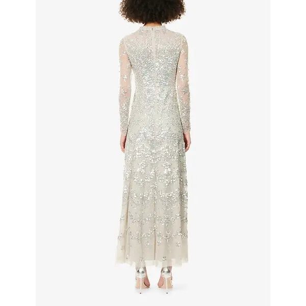 NEEDLE & THREAD Freya Long-sleeve Sequin-embellished Gown