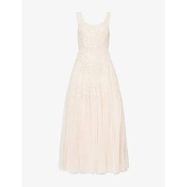 NEEDLE & THREAD Sunrise Sweetheart-neck Tulle Ankle Gown - Opal