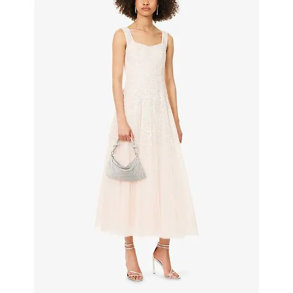 NEEDLE & THREAD Sunrise Sweetheart-neck Tulle Ankle Gown - Opal