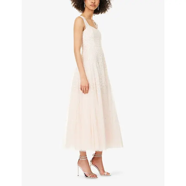 NEEDLE & THREAD Sunrise Sweetheart-neck Tulle Ankle Gown - Opal