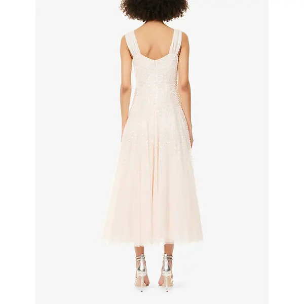 NEEDLE & THREAD Sunrise Sweetheart-neck Tulle Ankle Gown - Opal