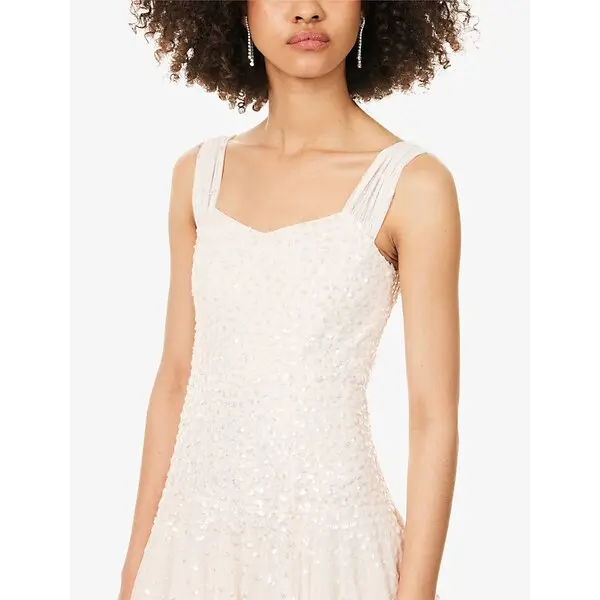 NEEDLE & THREAD Sunrise Sweetheart-neck Tulle Ankle Gown - Opal
