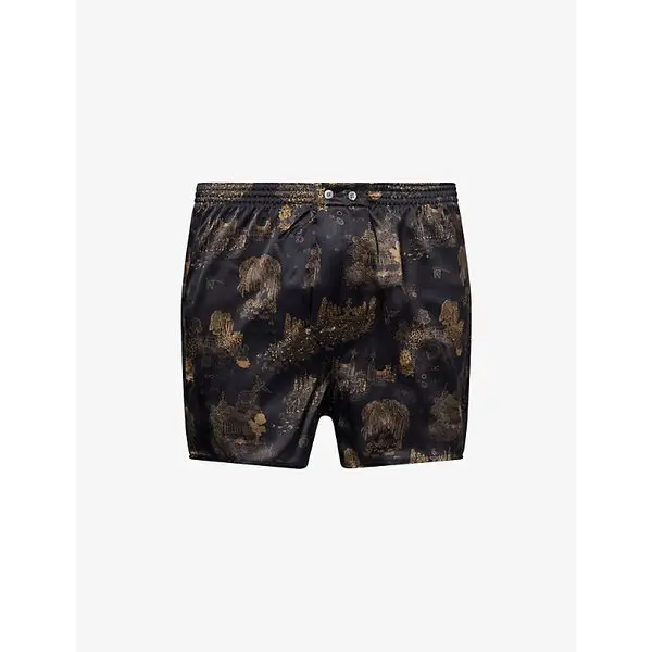 Derek Rose Brindisi Classic-fit Silk Boxer Shorts - Black