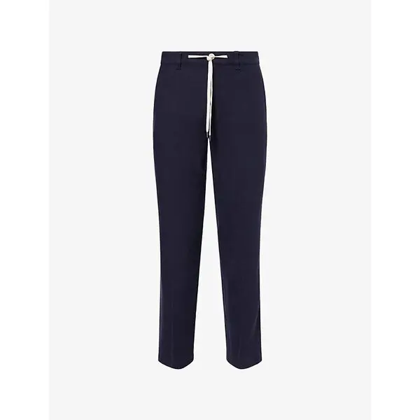 Paige Tiano Straight-leg Linen-blend Trousers - Deep Anchor