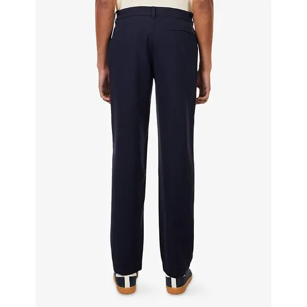 Paige Tiano Straight-leg Linen-blend Trousers - Deep Anchor