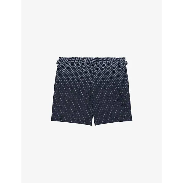 REISS Geo-print Swim Shorts - Navy