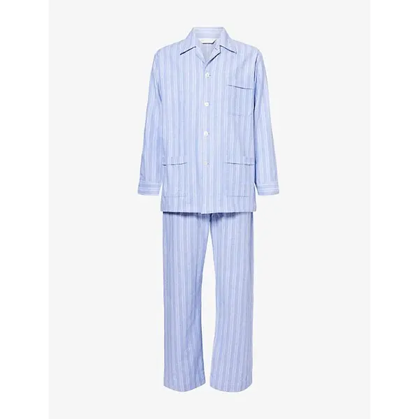 Derek Rose Arrna 20 Stripe Cotton Pyjama Set - Blue