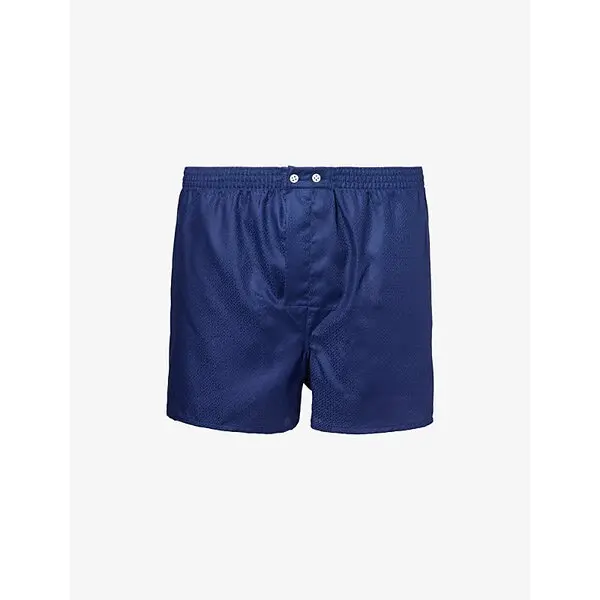 Derek Rose Lombard Classic-fit Cotton Boxer Shorts - Navy