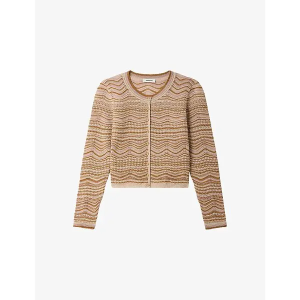Sandro Round-neck Metallic Knitted Cardigan