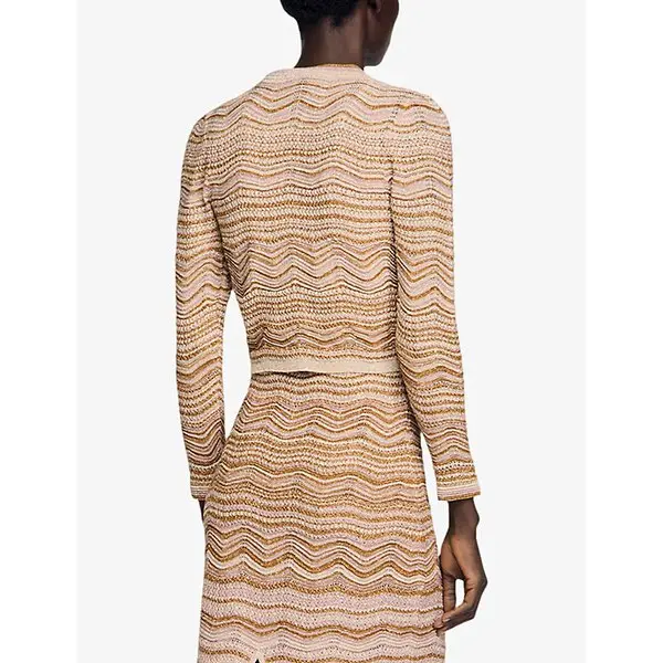 Sandro Round-neck Metallic Knitted Cardigan