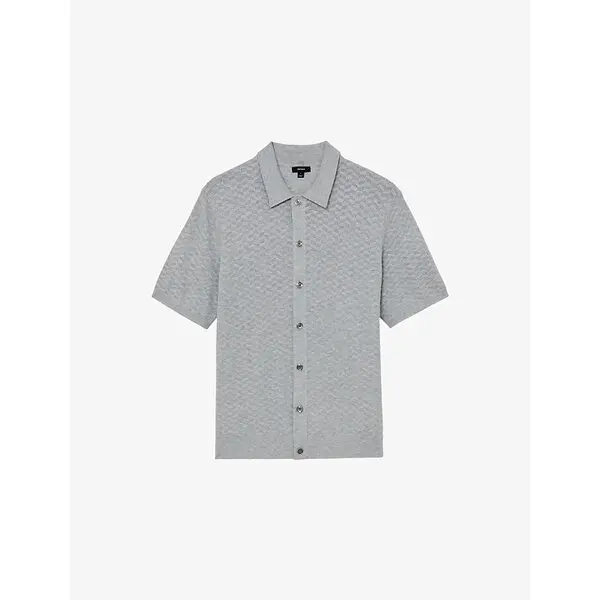 REISS Phoenix Short-sleeved Knitted Shirt - Soft Grey