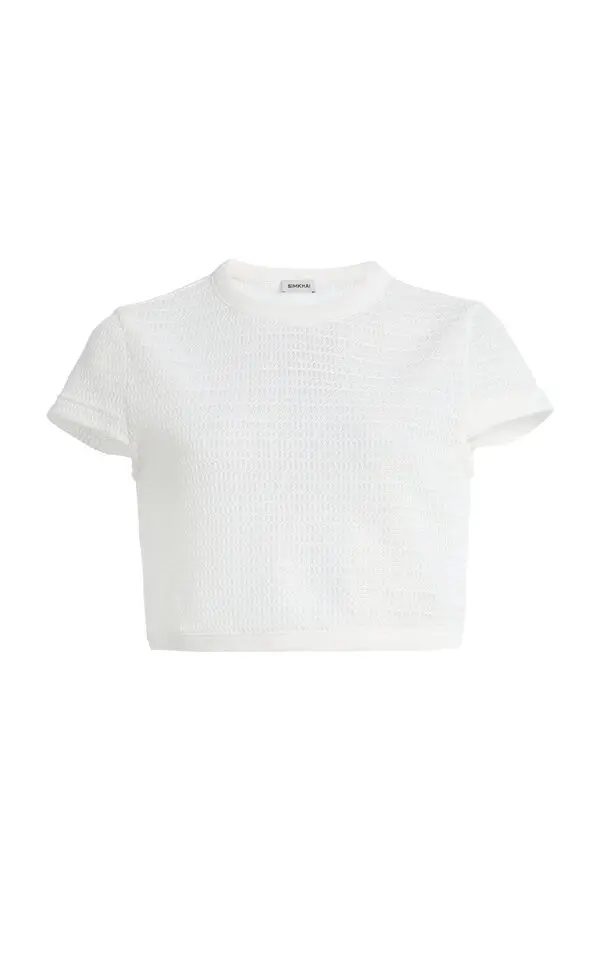 Simkhai Lidie Crocheted Crop Top - White