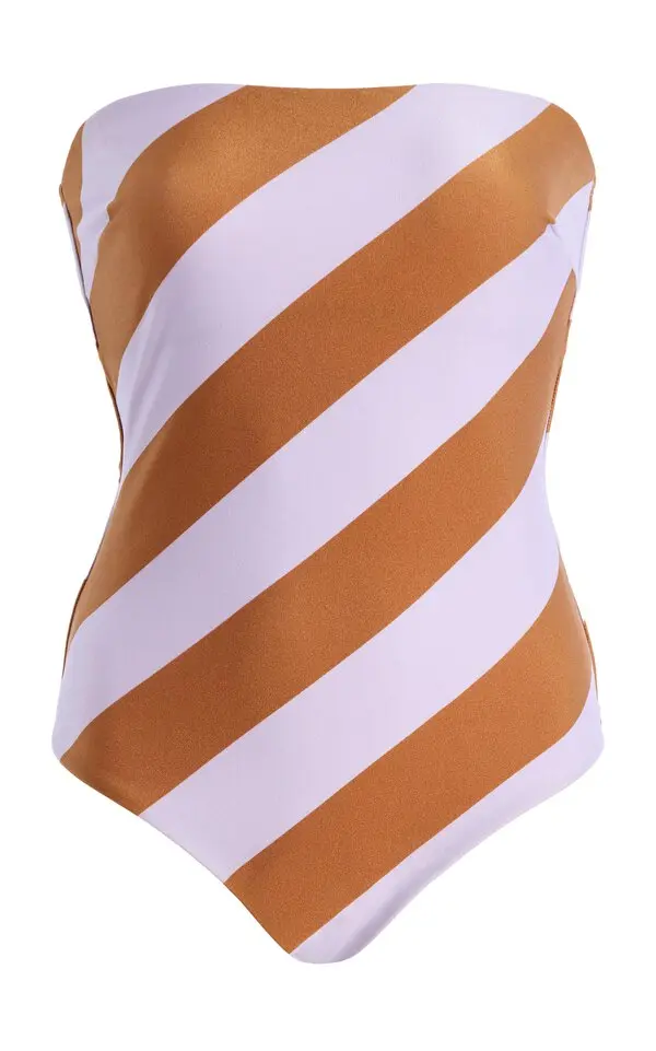 Zimmermann Indra Striped Bandeau One-piece Swimsuit - Purple